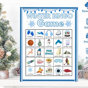 Digital Winter Bingo Game, Family Game Night, Winter Bingo Card ...