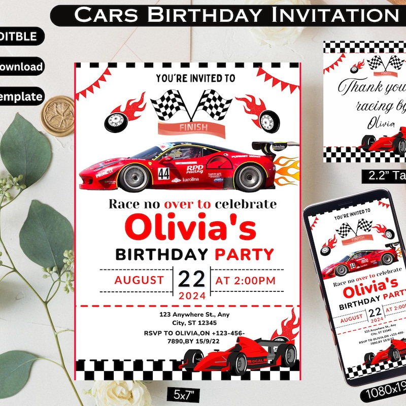 Race Car Invitations - Etsy