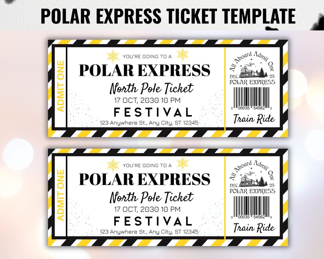 Plantilla imprimible de boletos para el Polar Express de Navidad y ...