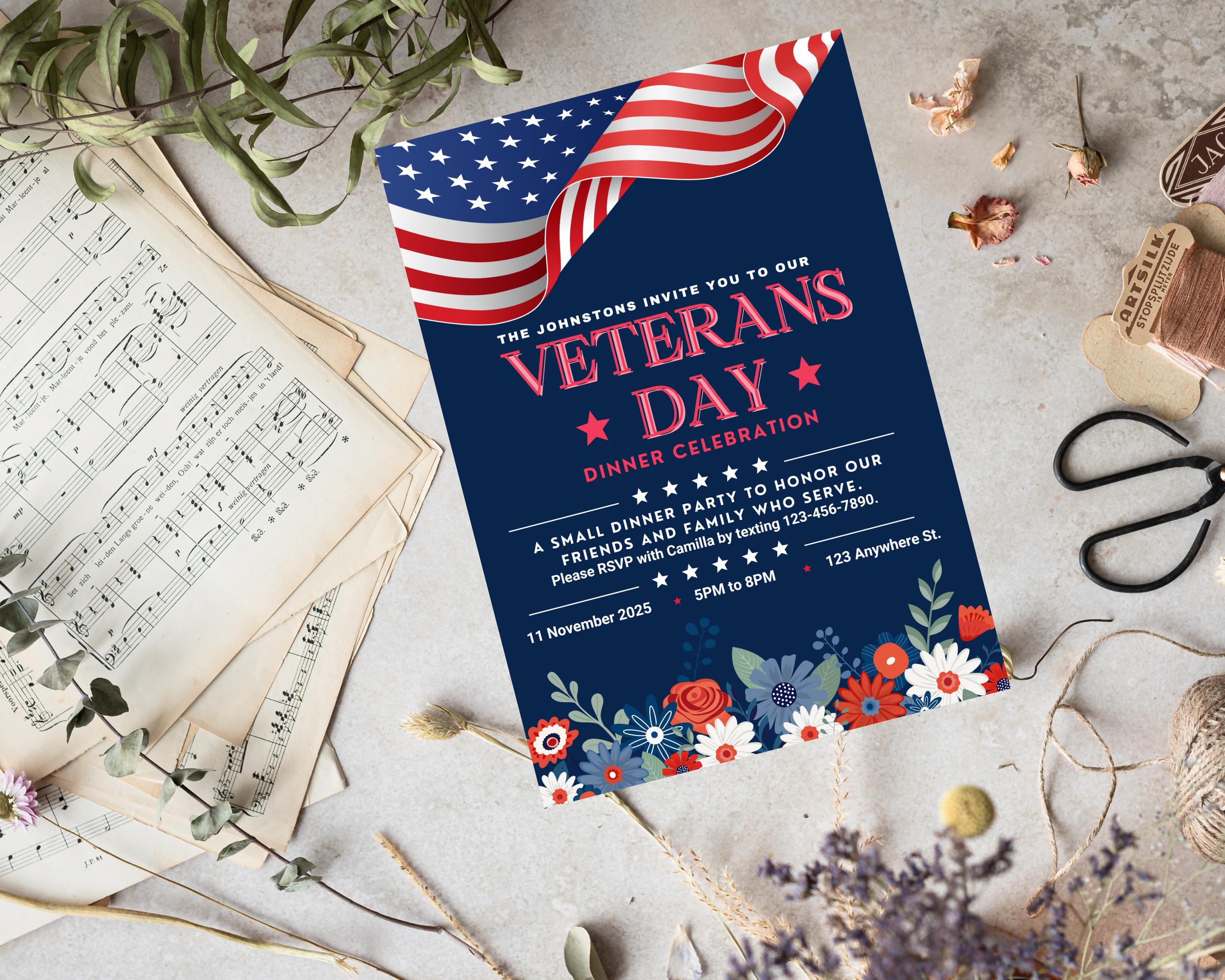 Editable Veterans Invitation Template, Animated Invitation Party ...