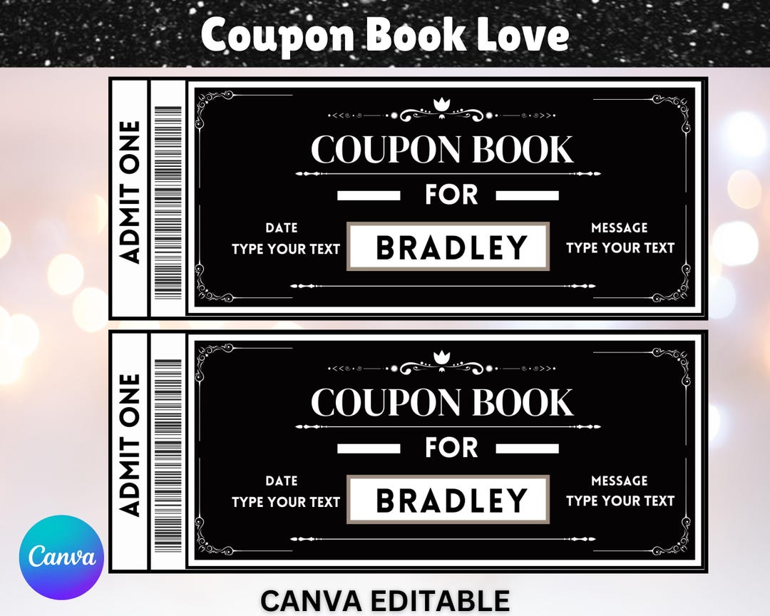 Coupon Book Love, Coupon Book Template, Personalized Gift for Boyfriend ...