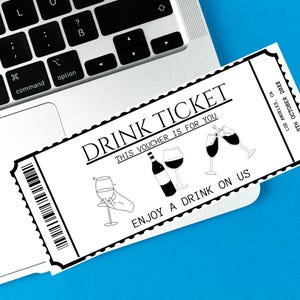 Wedding Drink Ticket Template: Black and White Design (digital Download ...