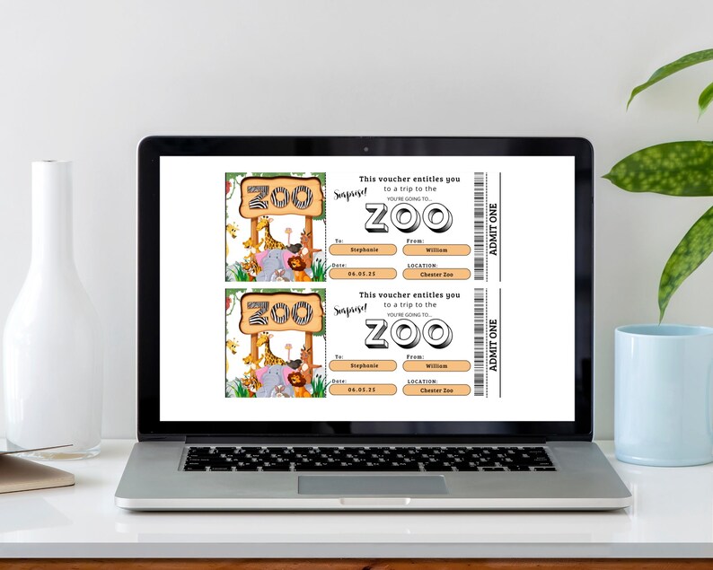 Printable Zoo Tickets Template: Surprise Trip Gift (canva Editable) - Etsy