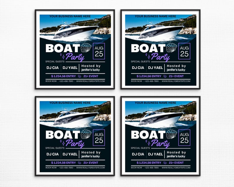 Editable Boat Party Flyer: Summer Event Canva Template (instant ...