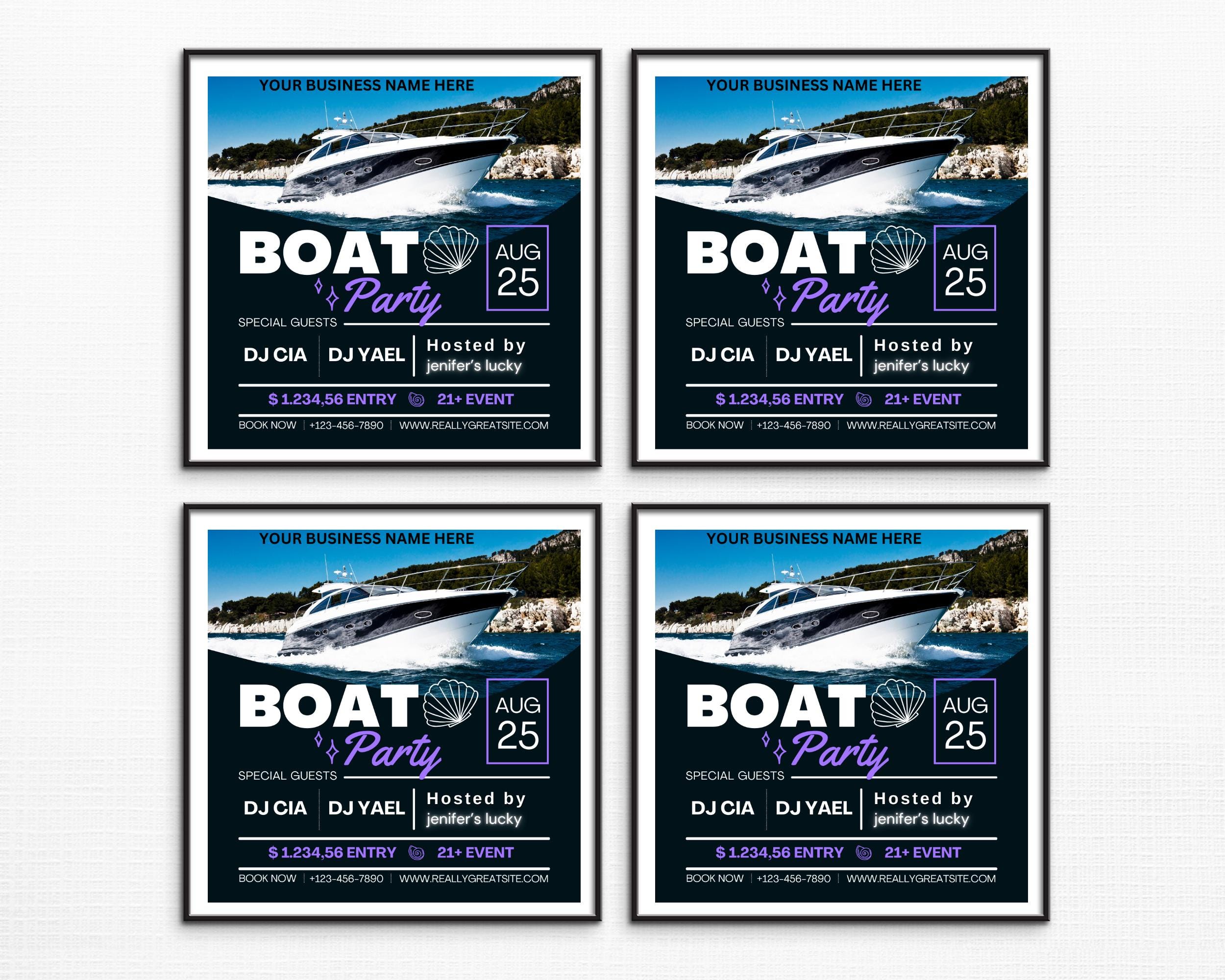 Editable Boat Party Flyer: Summer Event Canva Template (instant ...