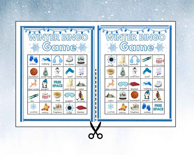 Digital Winter Bingo Game, Family Game Night, Winter Bingo Card ...