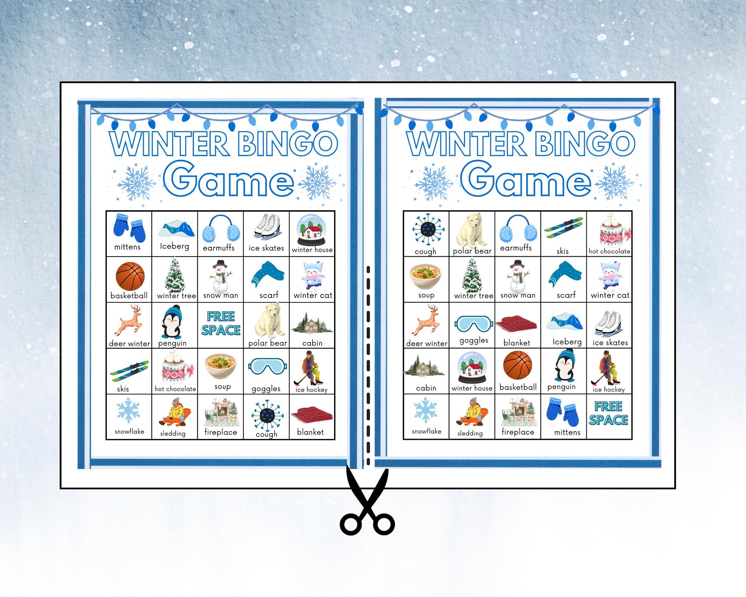 Digital Winter Bingo Game, Family Game Night, Winter Bingo Card ...