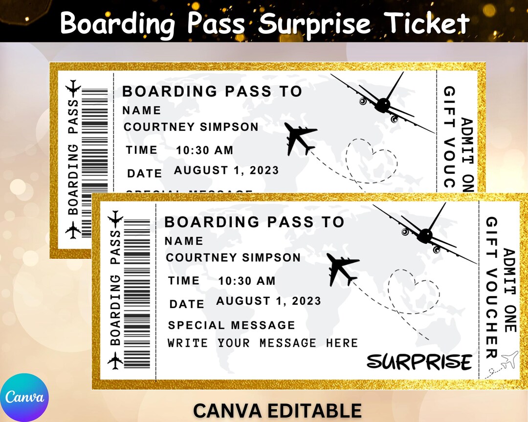 Boarding Pass Surprise Ticket, Surprise Trip Reveal, Surprise Trip ...