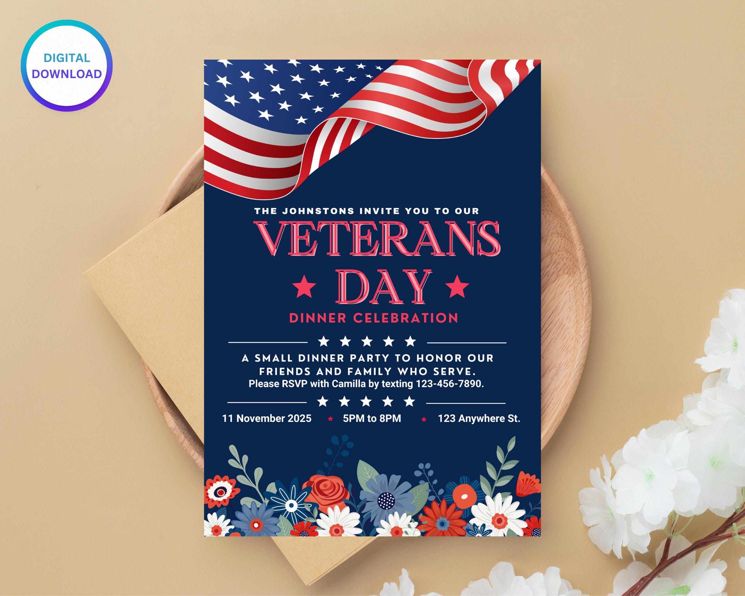 Editable Veterans Invitation Template, Animated Invitation Party ...