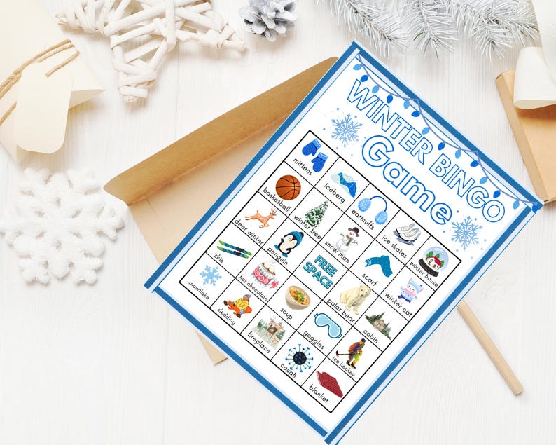 Digital Winter Bingo Game, Family Game Night, Winter Bingo Card ...