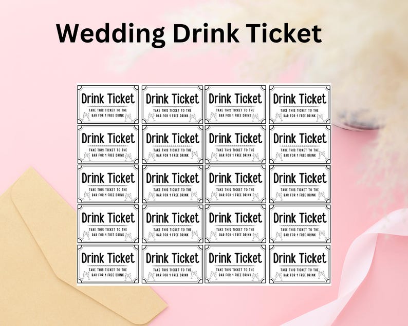 Modern Wedding Drink Ticket: Editable Canva Template (digital Download ...