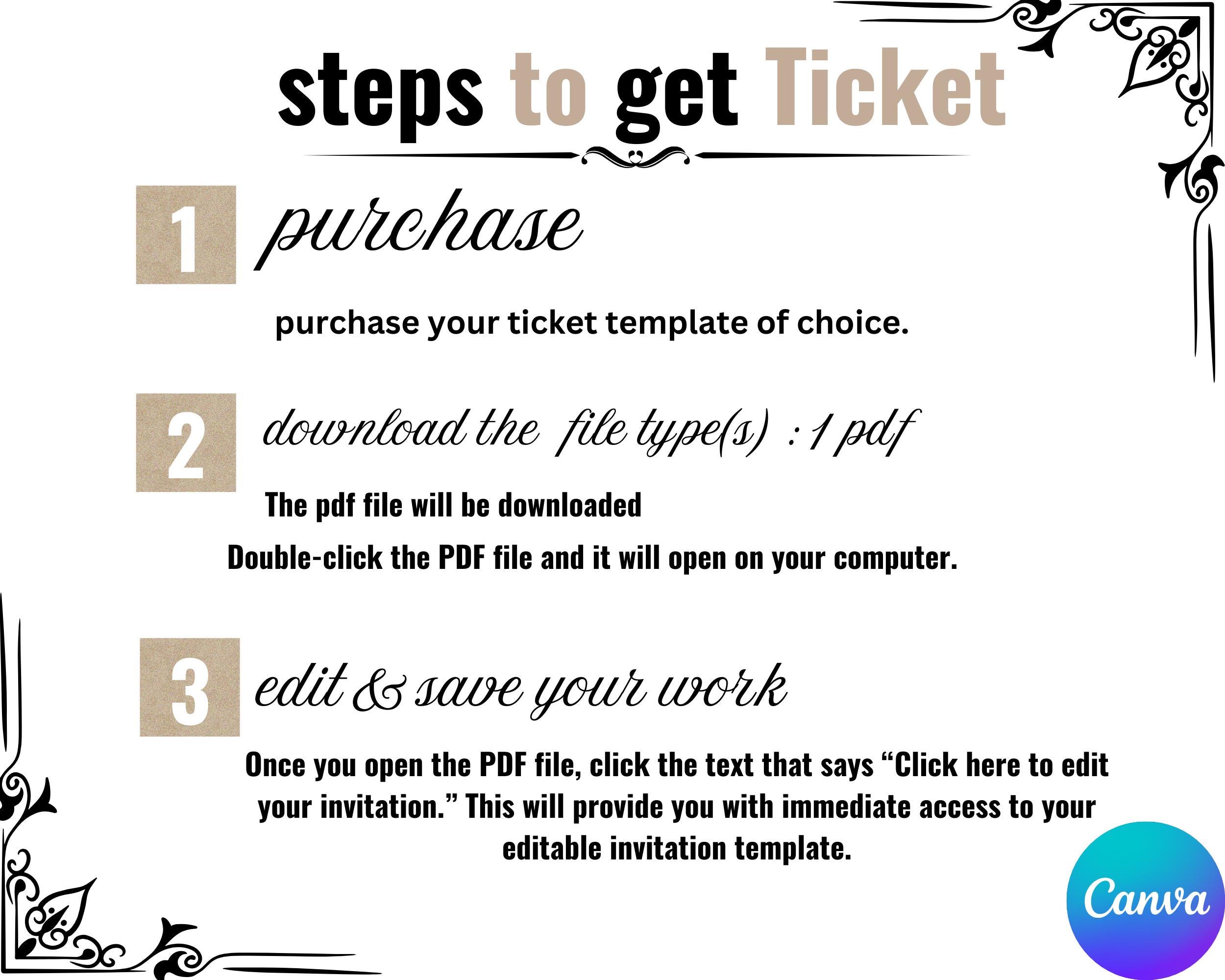 Editable Raffle Event Ticket Template, Customizable Raffle Ticket ...