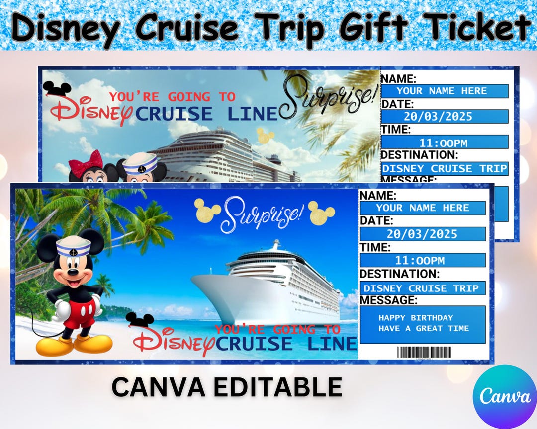 Personalized Disney Cruise Trip Gift Tickets, Mickey Cruise Ticket ...