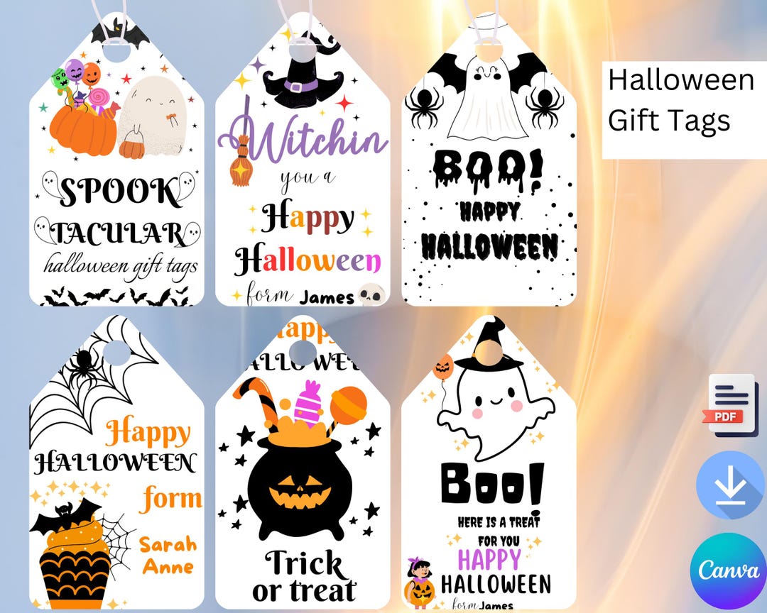Halloween Gift Tags, Halloween Favor Tag, Halloween Tags, Halloween ...