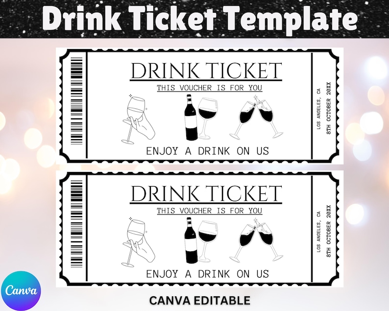 Drink Ticket Template, Wedding Drink Ticket, Drink Ticket Print, Ticket ...