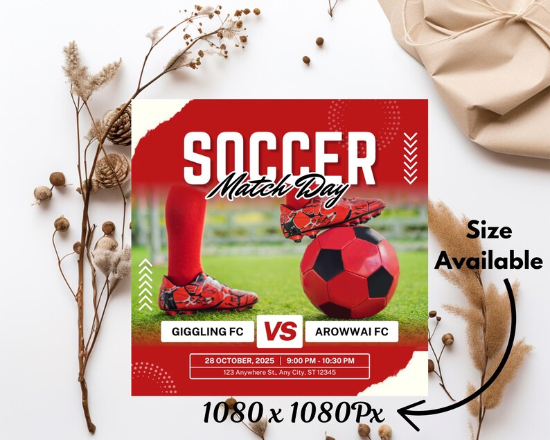 Editable Soccer Party Flyer: Game Day Canva Template (instant Download ...