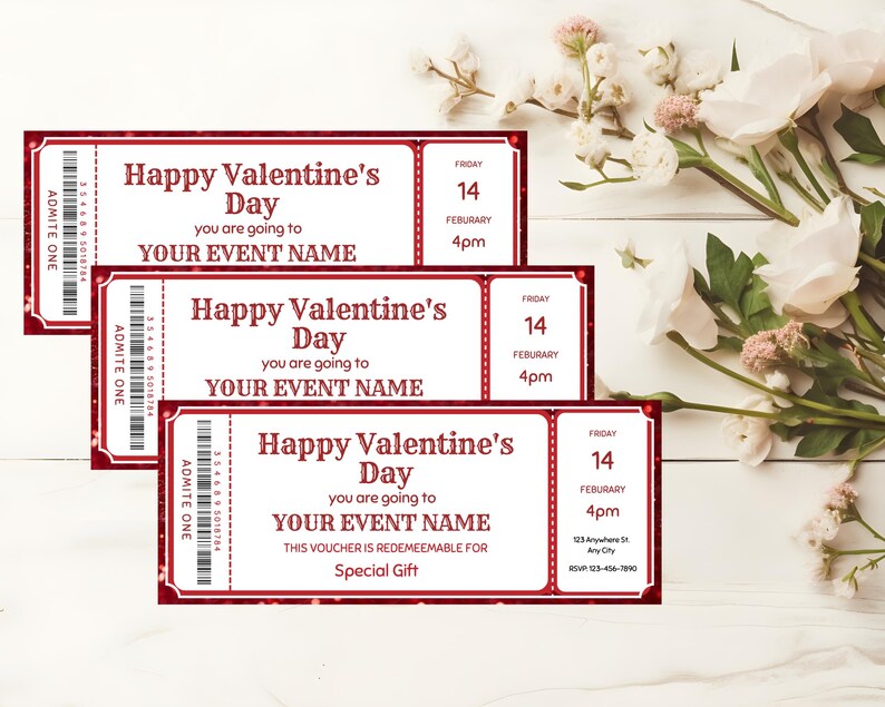 Printable Valentine's Day Ticket: Surprise Gift, Event Voucher (digital ...