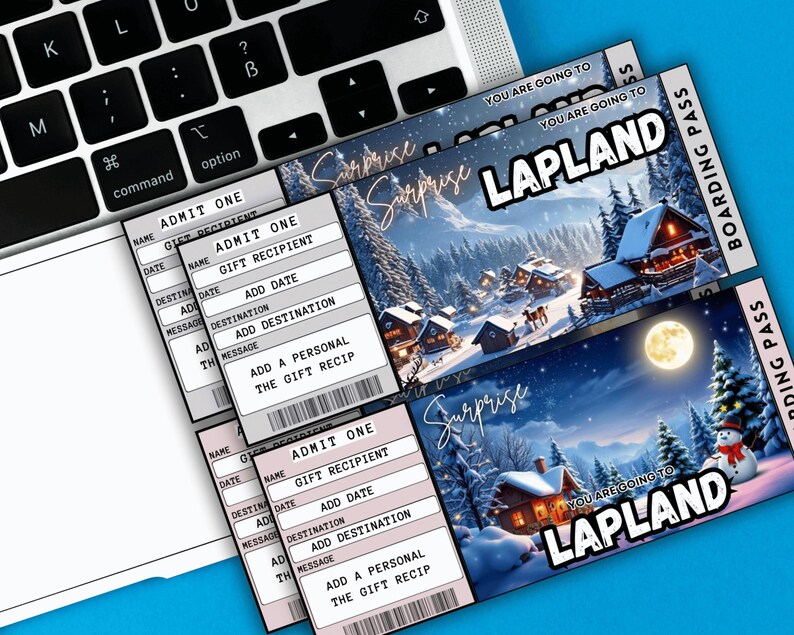 Lapland Trip Surprise Gift Ticket Editable Reveal | Printable Holiday ...
