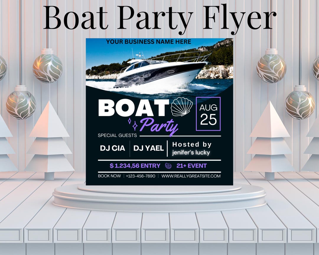 Editable Boat Party Flyer, Summer Party Invitation Flyer, Boat Party ...