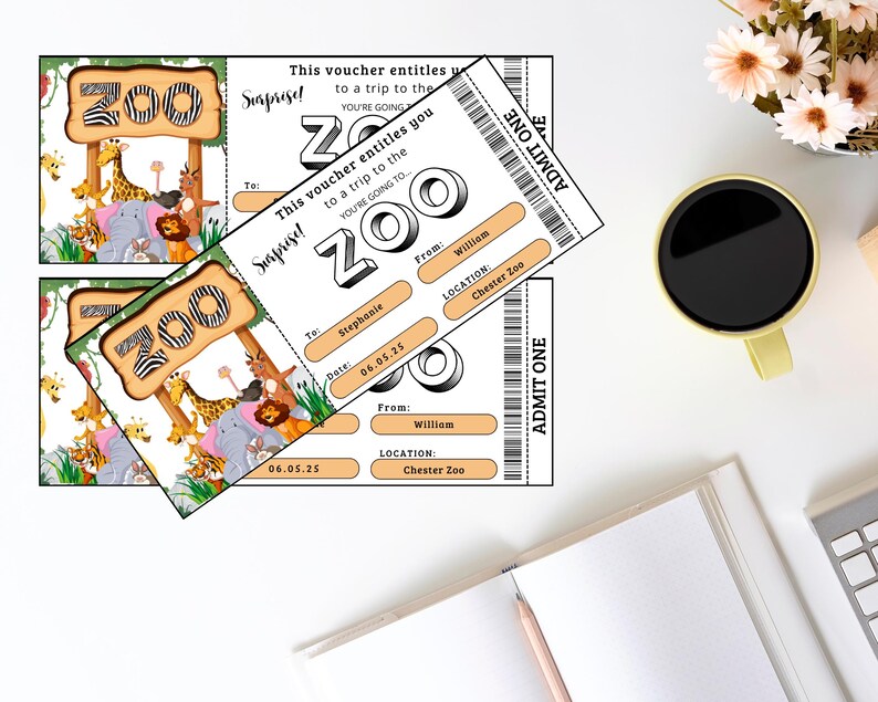 Printable Zoo Tickets Template: Surprise Trip Gift (canva Editable) - Etsy