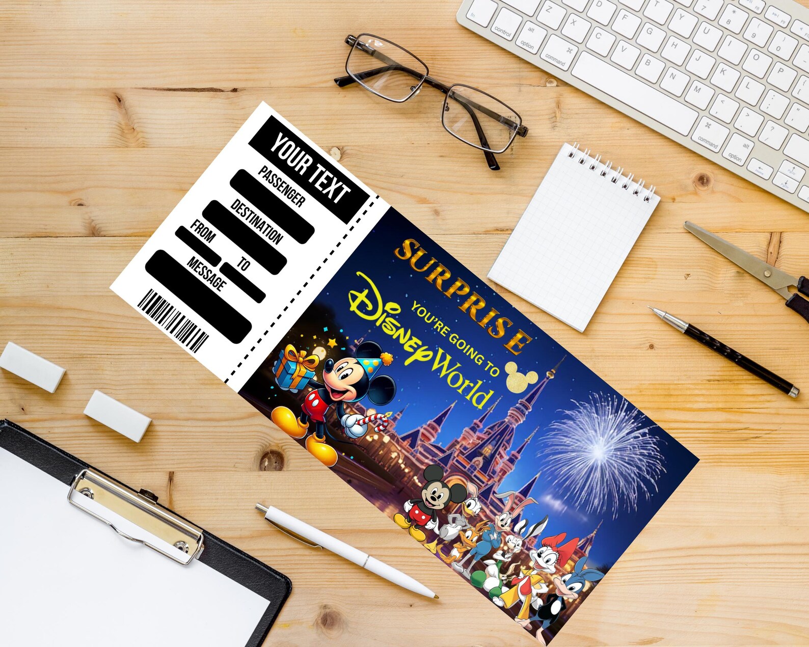 Disneyworld Surprise Ticket: Editable Boarding Pass (instant Download ...