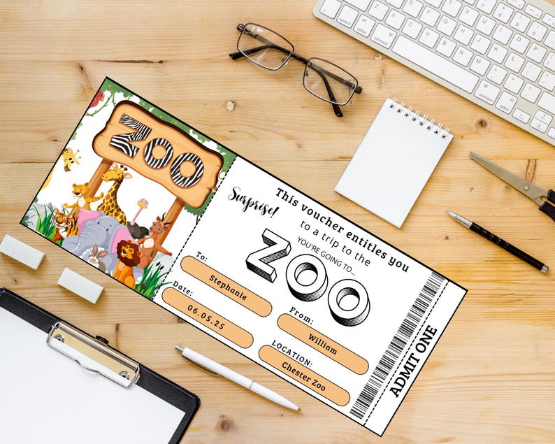 Printable Zoo Tickets Template: Surprise Trip Gift (canva Editable) - Etsy