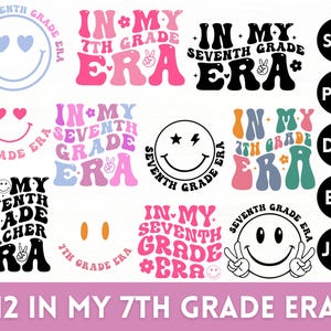 7th Grade Era SVG Bundle: Back to School Shirt Designs (digital ...