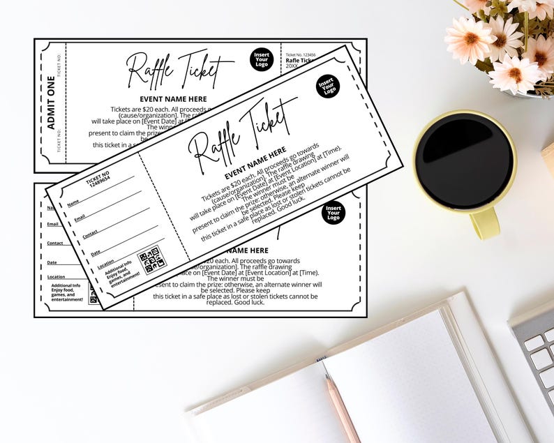 Editable Raffle Event Ticket Template, Customizable Raffle Ticket ...