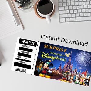 Disneyworld Surprise Ticket: Editable Boarding Pass (instant Download ...