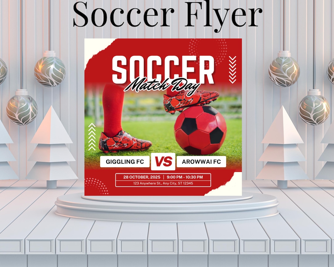 Editable Soccer Party Flyer: Game Day Canva Template (instant Download ...