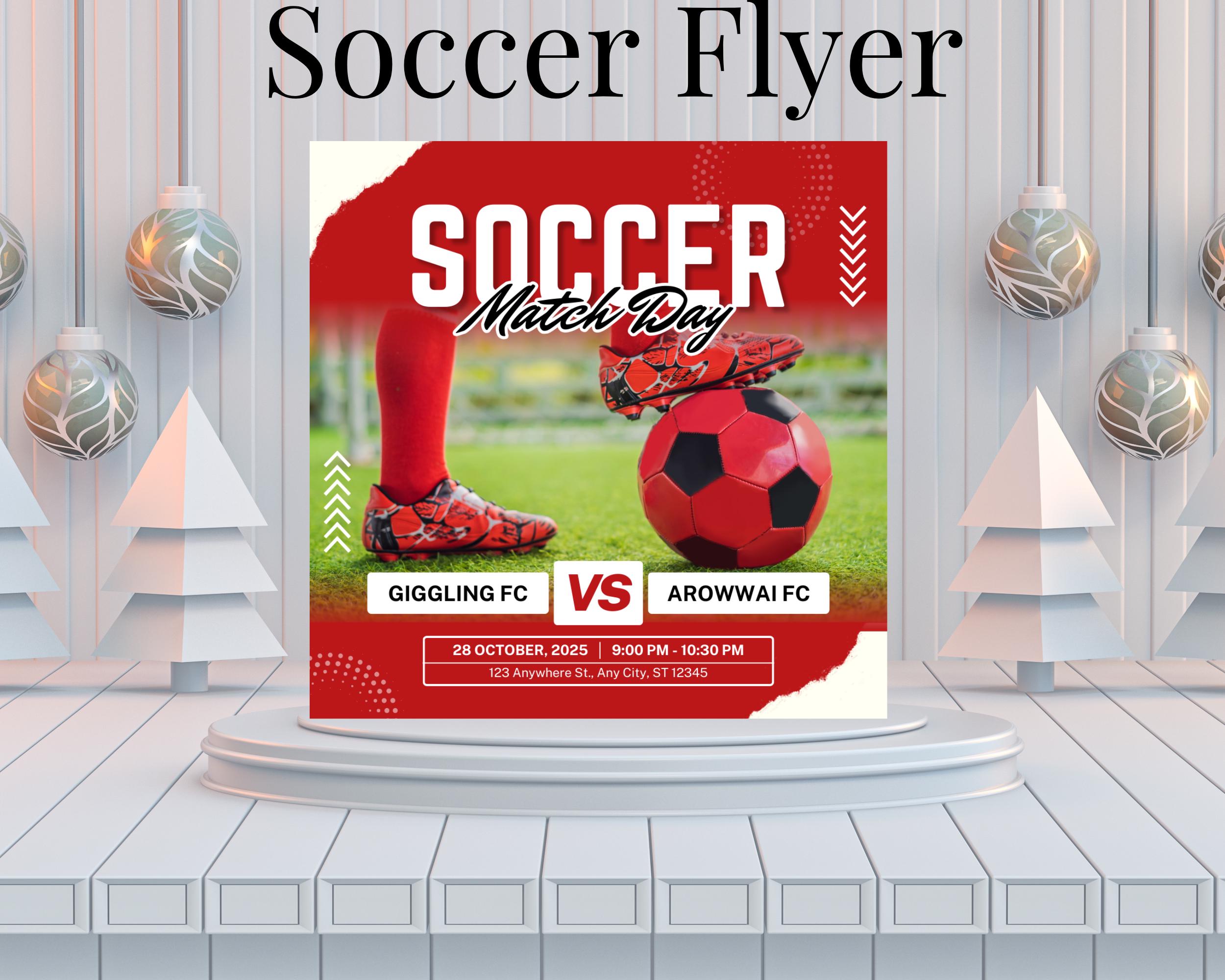 Editable Soccer Flyers, Soccer Party Invite, Soccer Sport Party, Game ...
