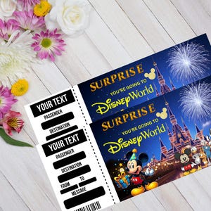 Disneyworld Surprise Ticket: Editable Boarding Pass (instant Download ...
