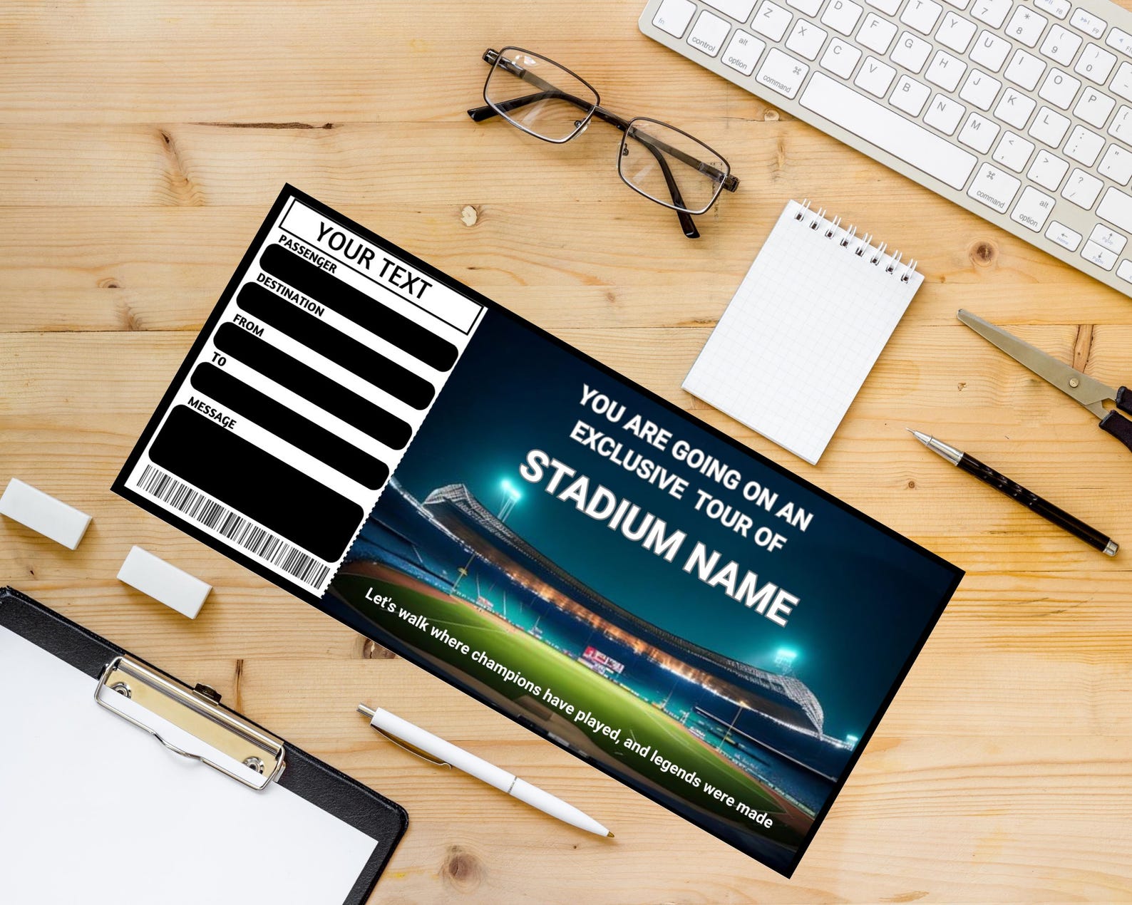Customizable Stadium Tour Ticket: Sports Event Surprise (digital ...