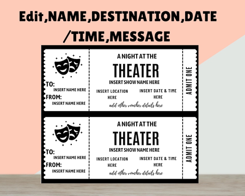 Personalized Theatre Ticket, Custom Surprise Broadway Ticket, Custom ...