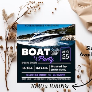Editable Boat Party Flyer: Summer Event Canva Template (instant ...