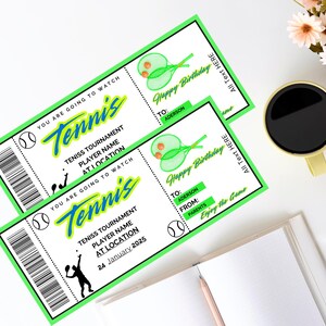 Printable Tennis Birthday Ticket Template: Surprise Gift (instant ...