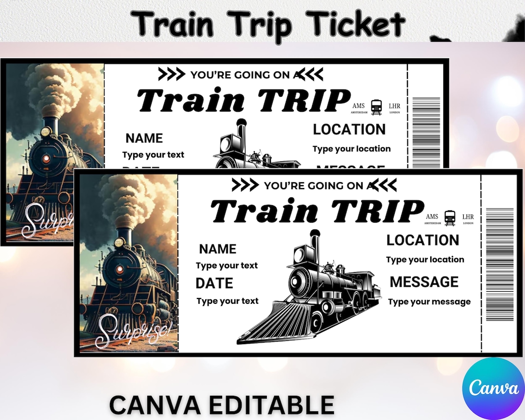 Customizable Train Trip Ticket, Surprise Train Trip Ticket, Train Trip ...