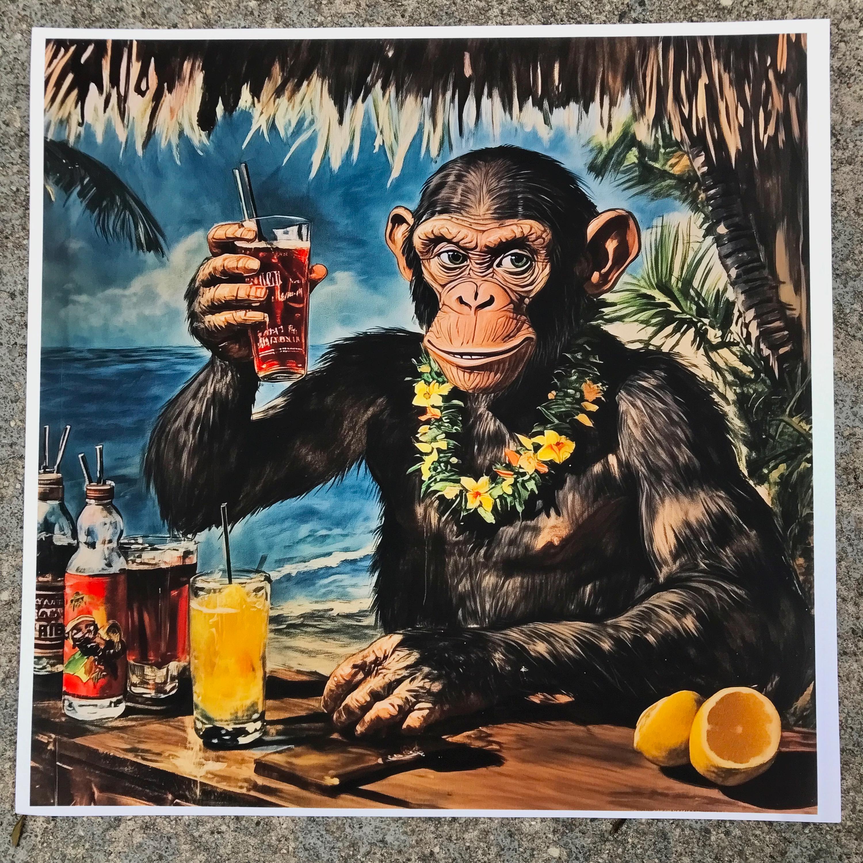 Monkey Bartender Tiki Bar Poster: Fun Tropical Art Print - Etsy