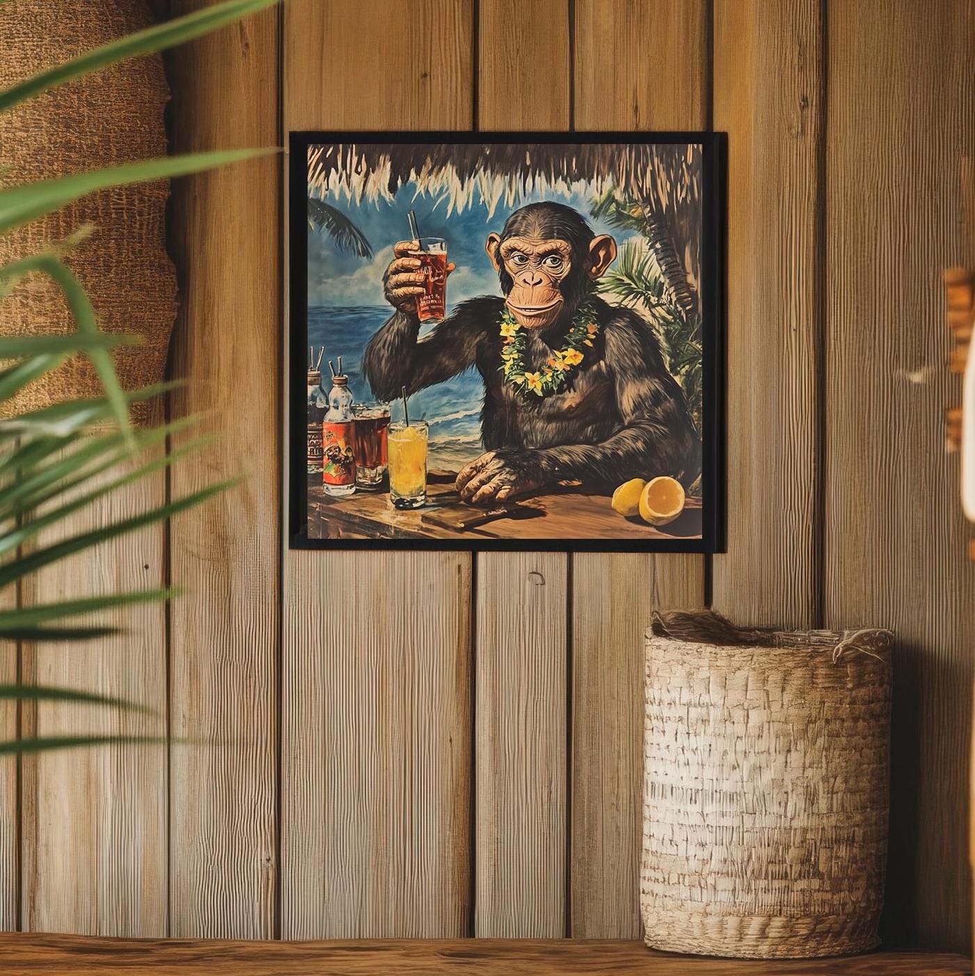 Monkey Bartender Tiki Bar Poster: Fun Tropical Art Print - Etsy