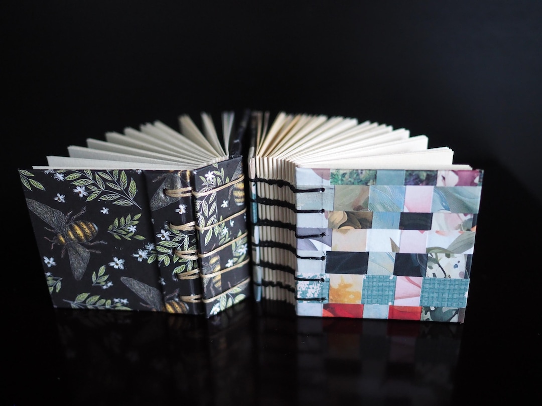 Handmade Mini Hardback Pocketbooks, Set of 2, Recycled and Repurposed ...