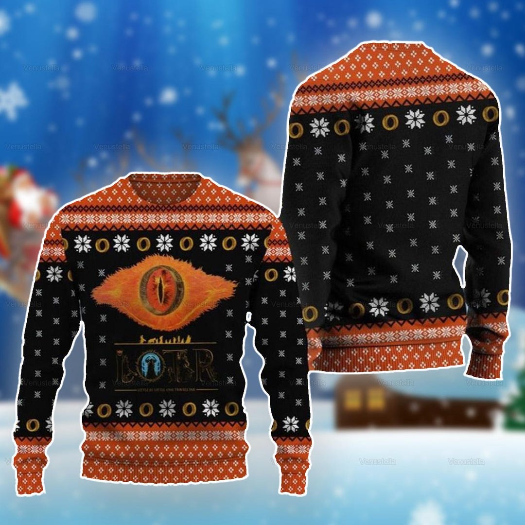 Lord of the Rings Eye of Sauron Ugly Christmas Sweater, the Hobbit Xmas ...