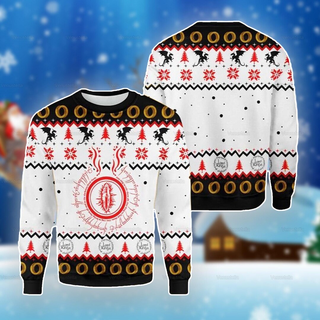 Lord of the Rings Eye of Sauron Ugly Christmas Sweater, Ugly Christmas ...