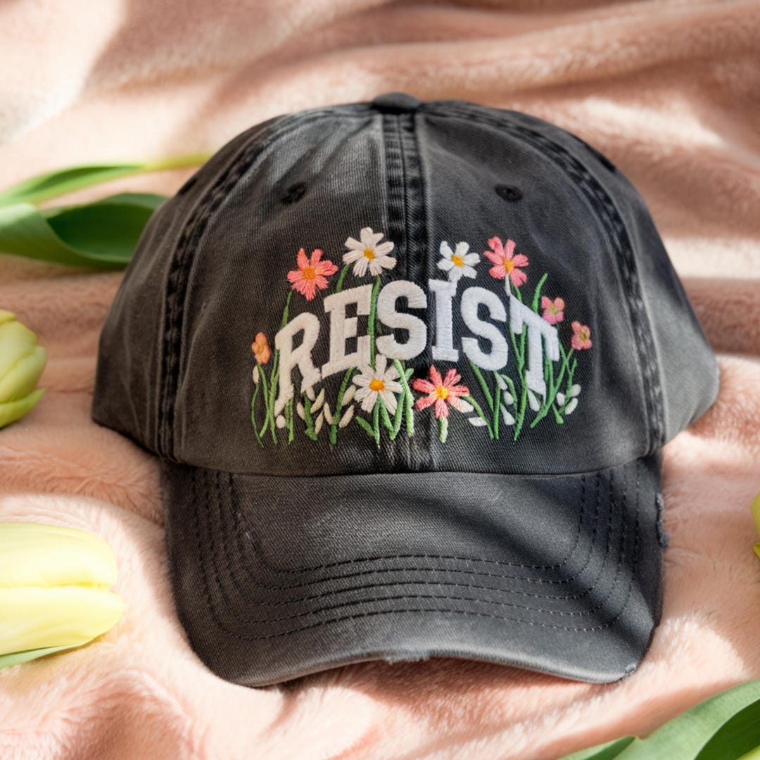 Floral Resist Embroidered Washed Hats FDT Democrat Gift, Political ...