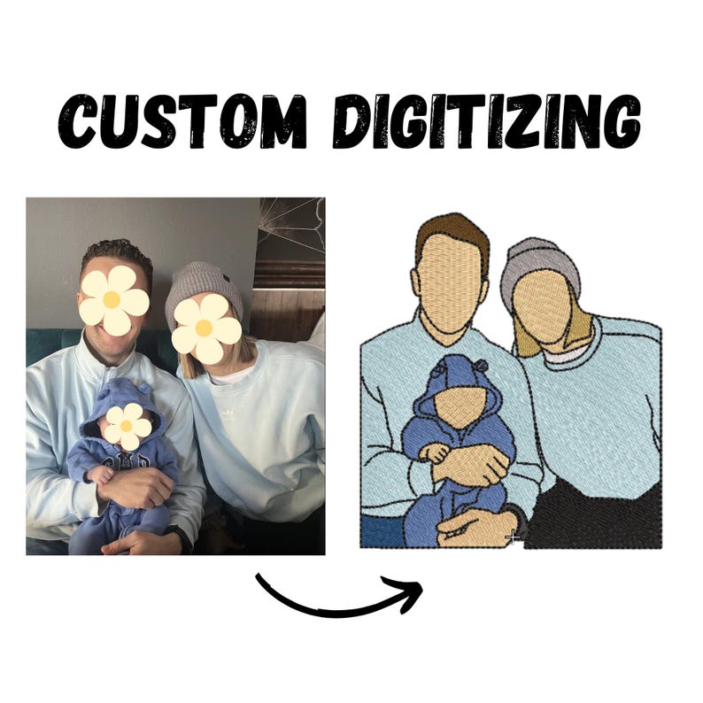 Personalized Family Portrait Embroidery Designing, Custom Digitizing ...