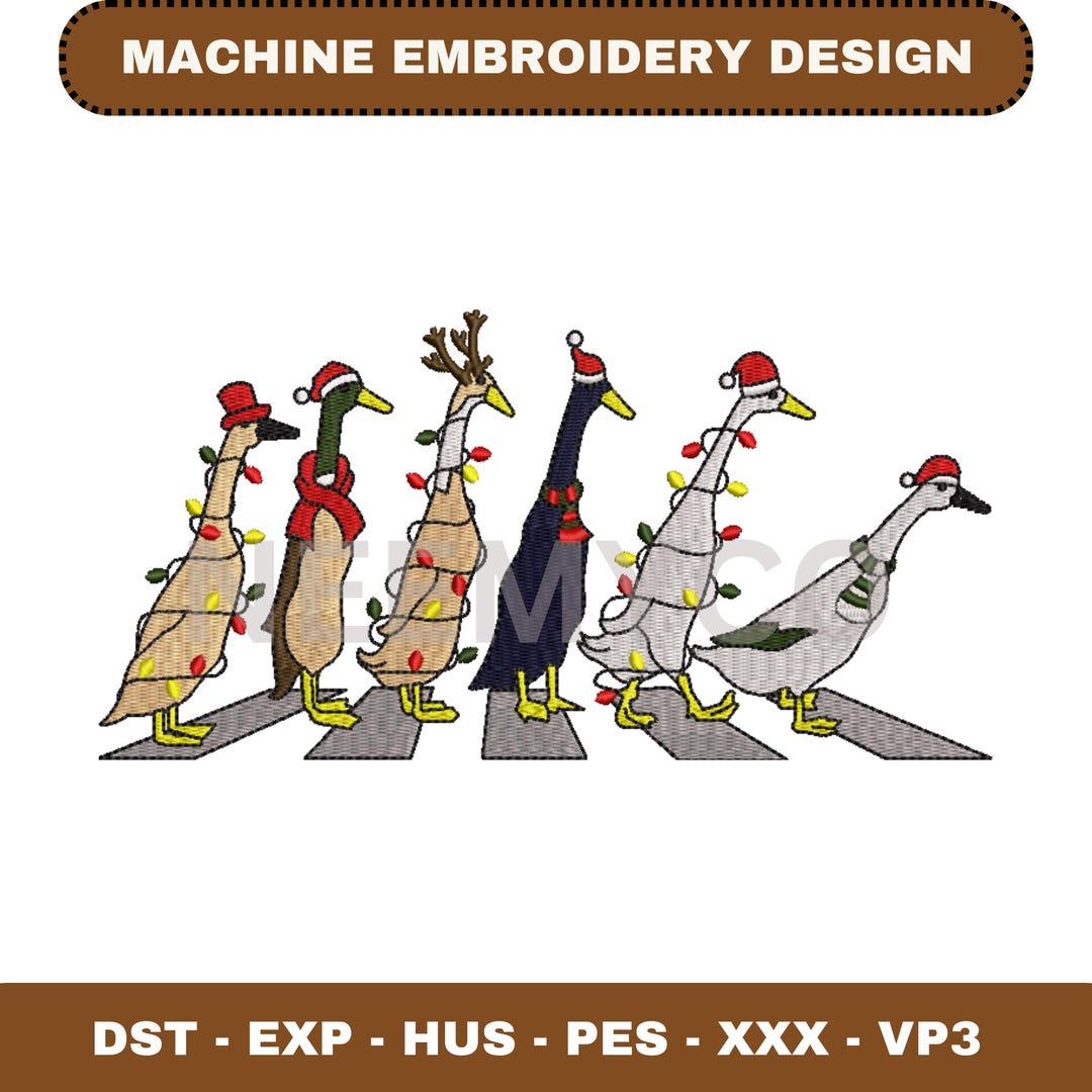 Christmas Duck DST Embroidery File, Duck Christmas PES Embroidery File ...