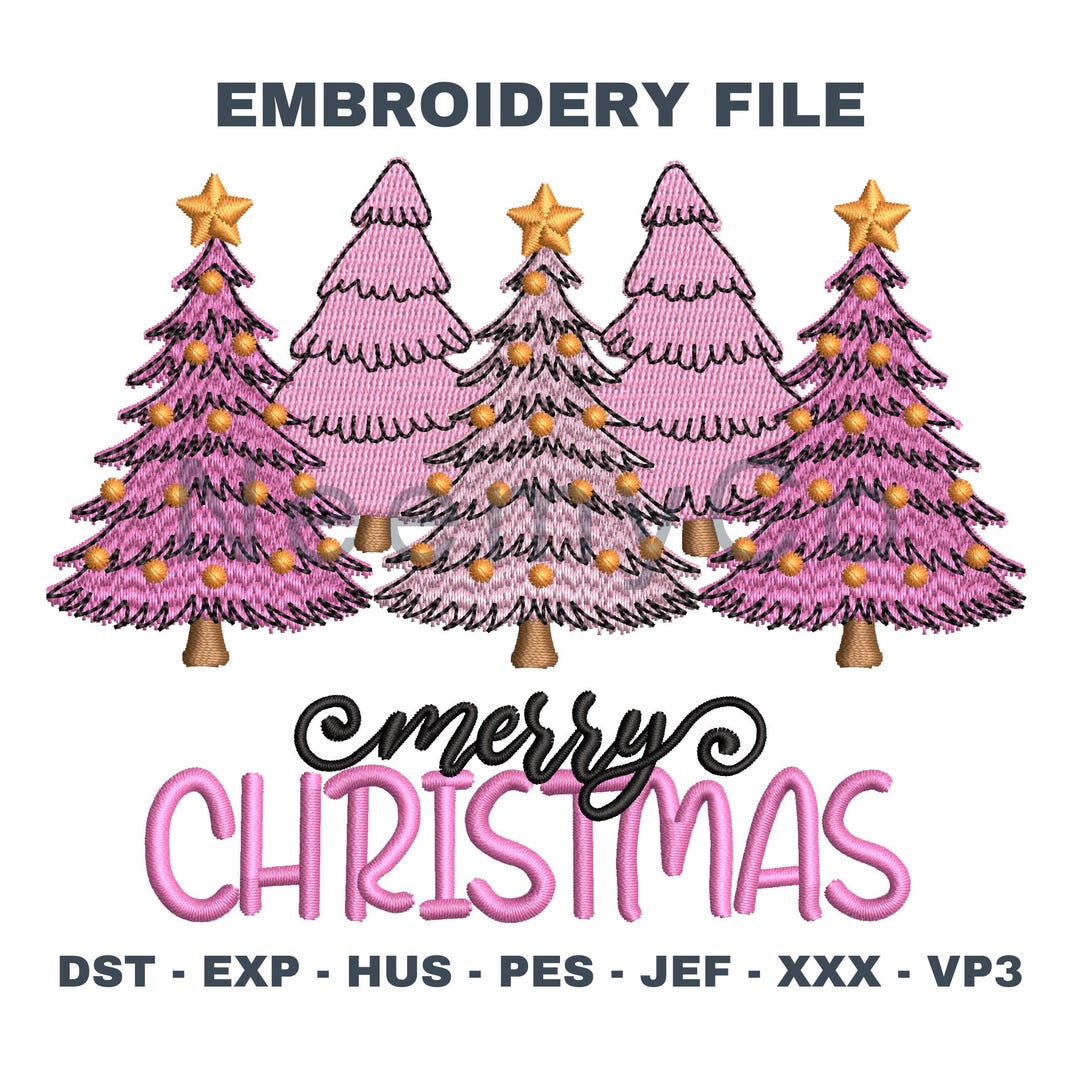 Merry Christmas Embroidery Design, Christmas Tree Embroidery Design ...
