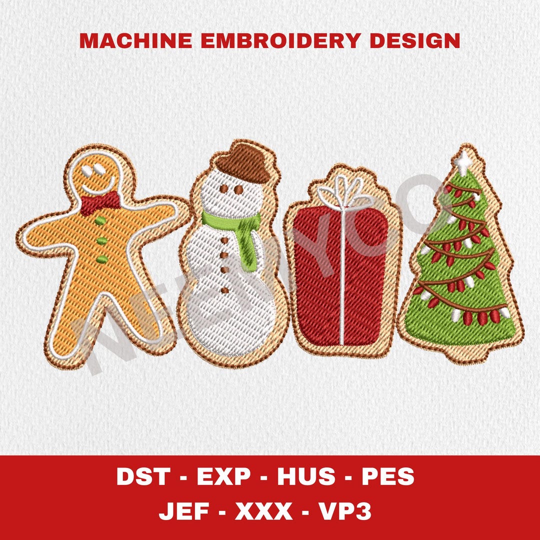 Christmas Cookie Embroidery Design, Cookie Embroidery PES File, Cookie ...