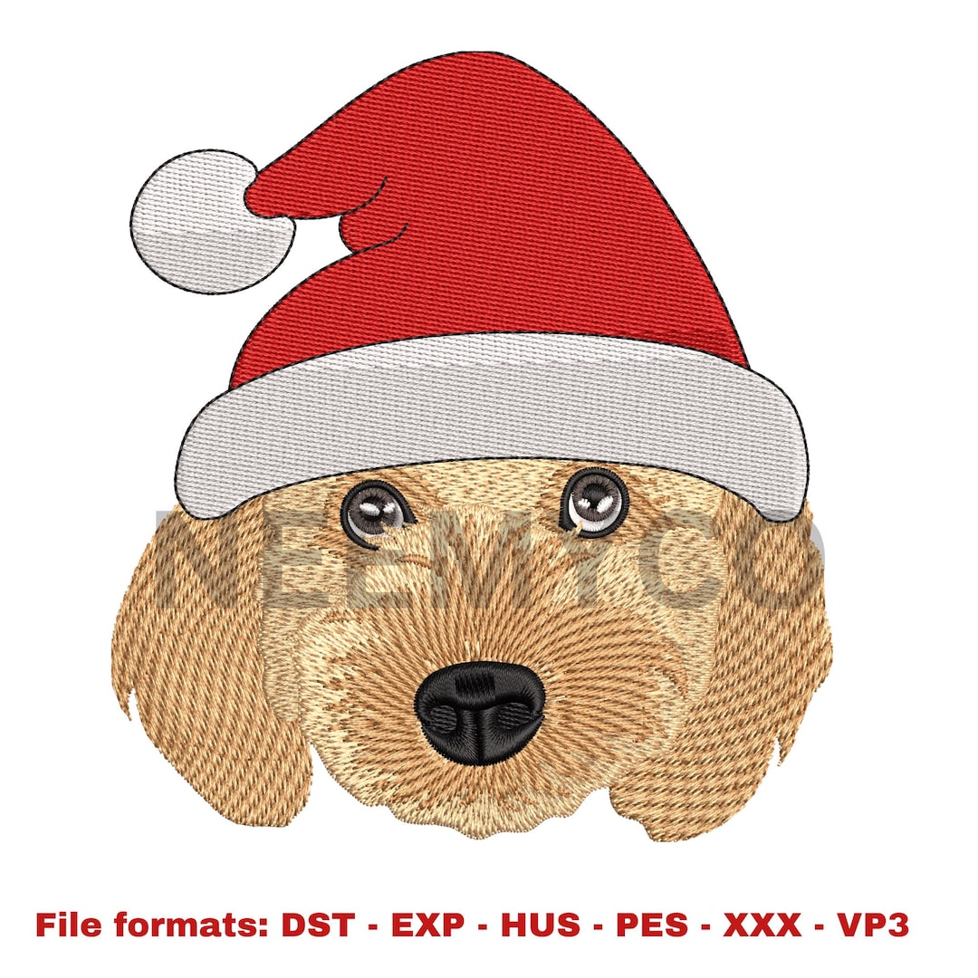 COCKAPOO Christmas Santa Hat Machine Embroidery Design, Christmas ...