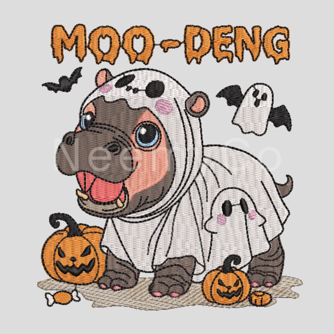 Moo Deng Embroidery Design, Moo Deng 2024 Embroidery File, Embroidery ...