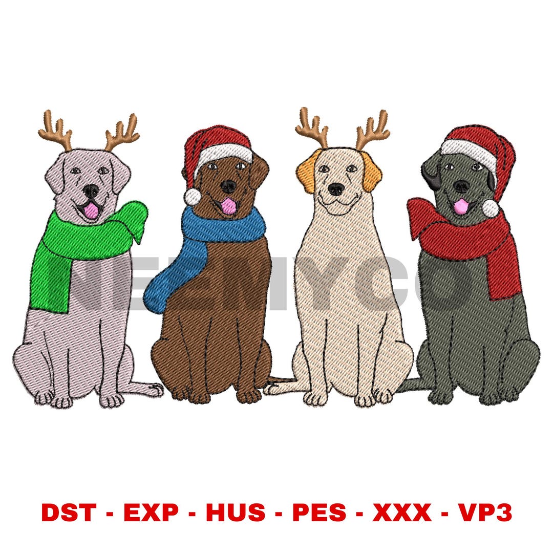 DOG CHRISTMAS Embroidery Design, Christmas Labrador Retriever Machine ...